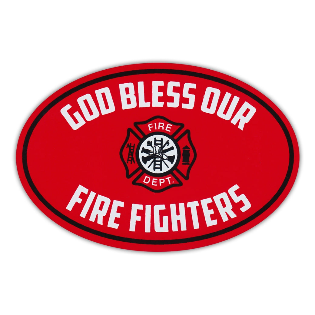 Magnet, Oval, God Bless Our Fire Fighters, 6" x 4"